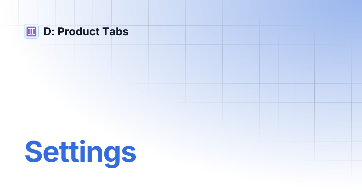 Settings | D: Product Tabs